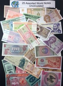25 Assorted Uncirculated World Banknotes Pack | Southern Cross Coins