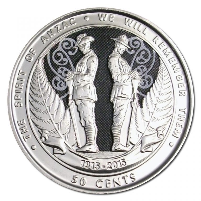 New Zealand 2015 50c Anzac Coloured Uncirculated Coin | Southern Cross ...