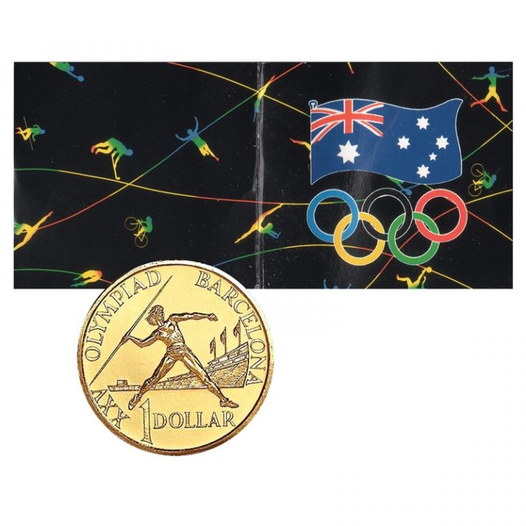 1992 $1 Barcelona Olympics Uncirculated Coin in Wallet | Southern Cross ...