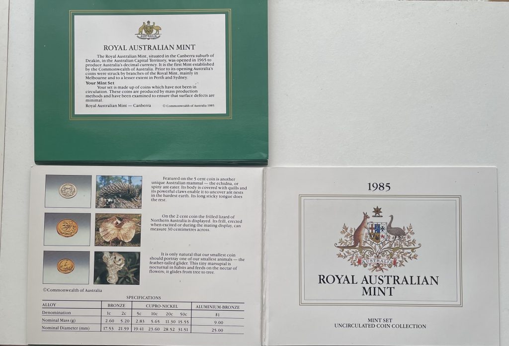 1985 Uncirculated 7 coin Mint Set | Southern Cross Coins