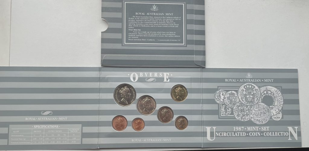 1987 7 coin Uncirculated Mint Set | Southern Cross Coins
