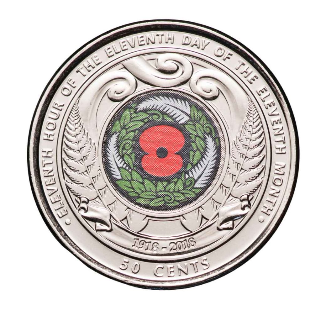 New Zealand 2018 50c Anzac Red Poppy Coloured Uncirculated Coin ...
