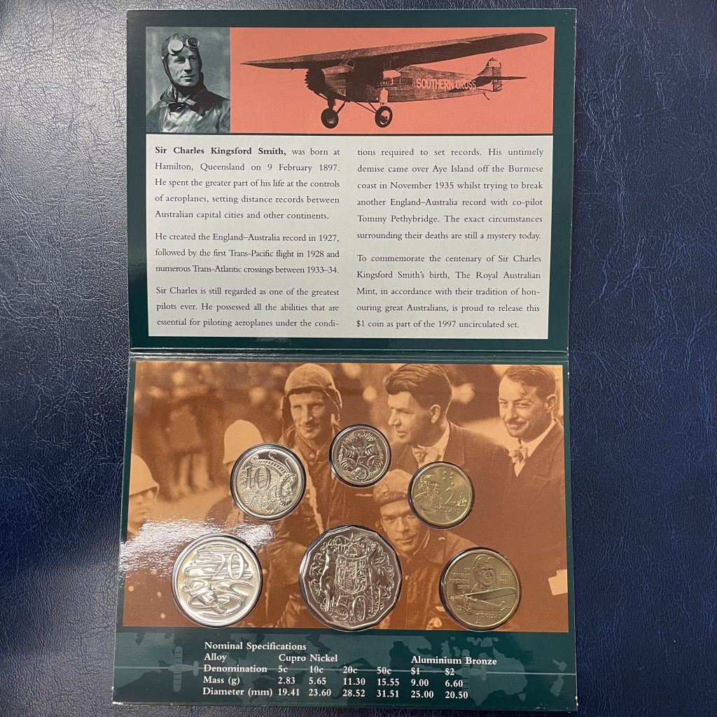 1997 Centenary of the Birth of Sir Charles Kingsford Smith 6-coin Mint ...