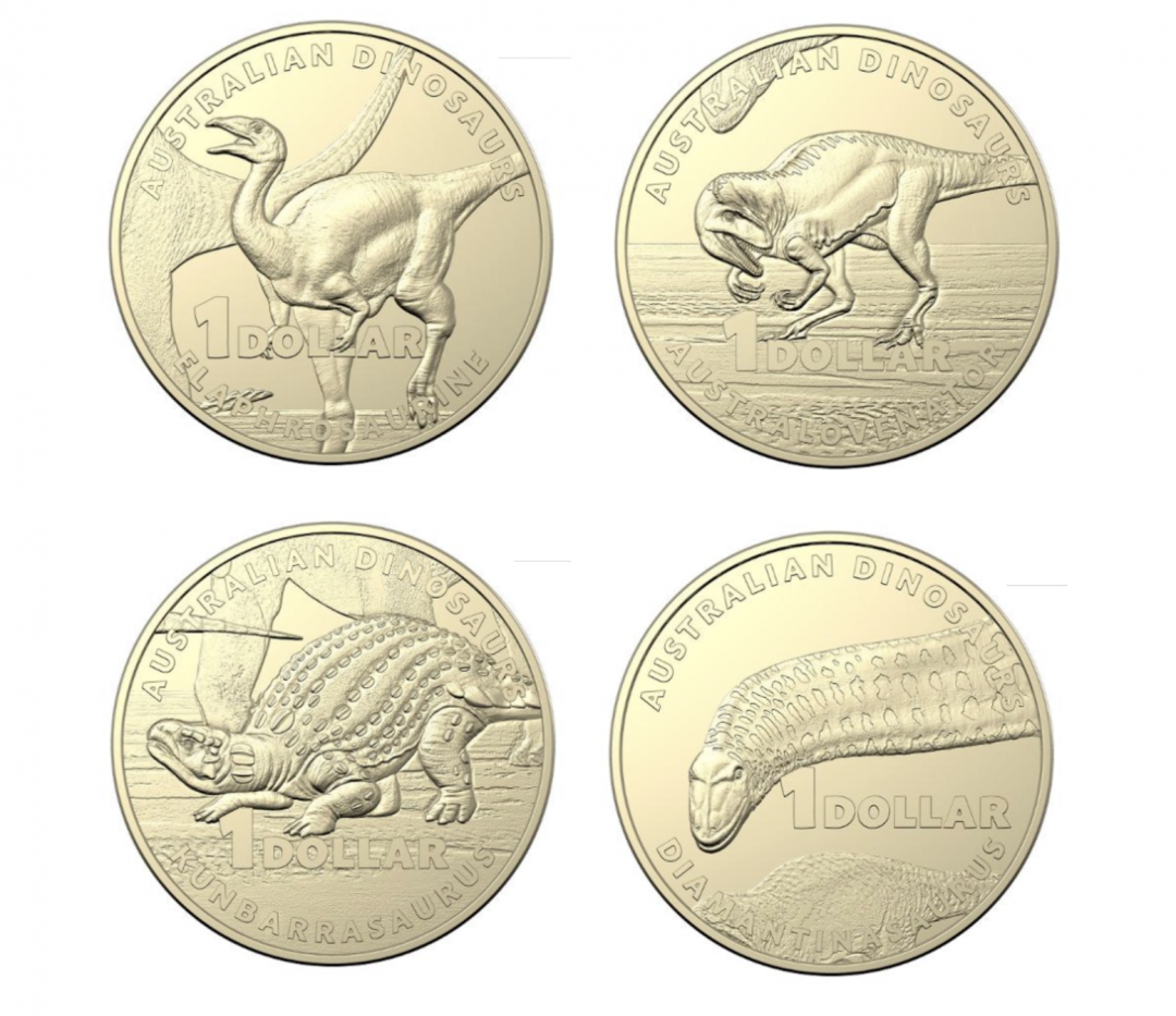 2022 4 x $1 Australian Dinosaurs Uncirculated coins | Southern Cross Coins