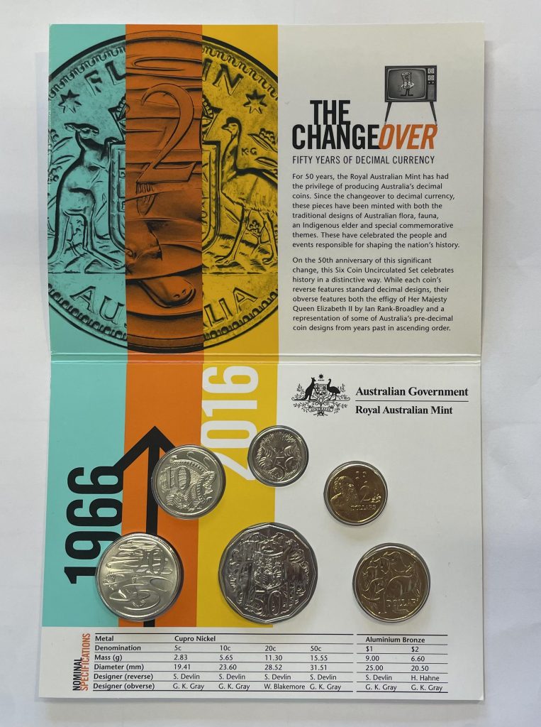2016 Fifty Years of Decimal Currency ‘The Changeover’ 6-coin Mint Set ...