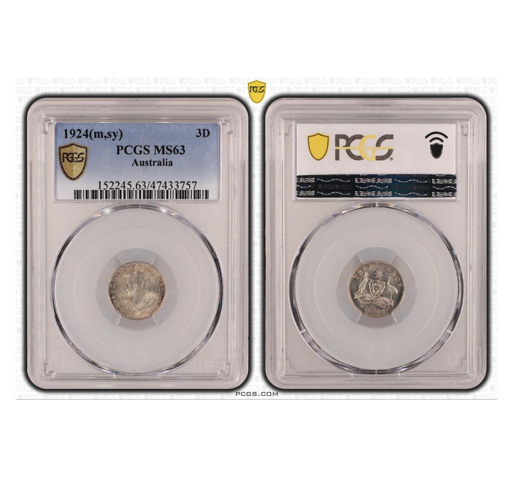 *SCARCE IN THIS GRADE!!* Australia 1924 Threepence PCGS – MS63 Nice ...