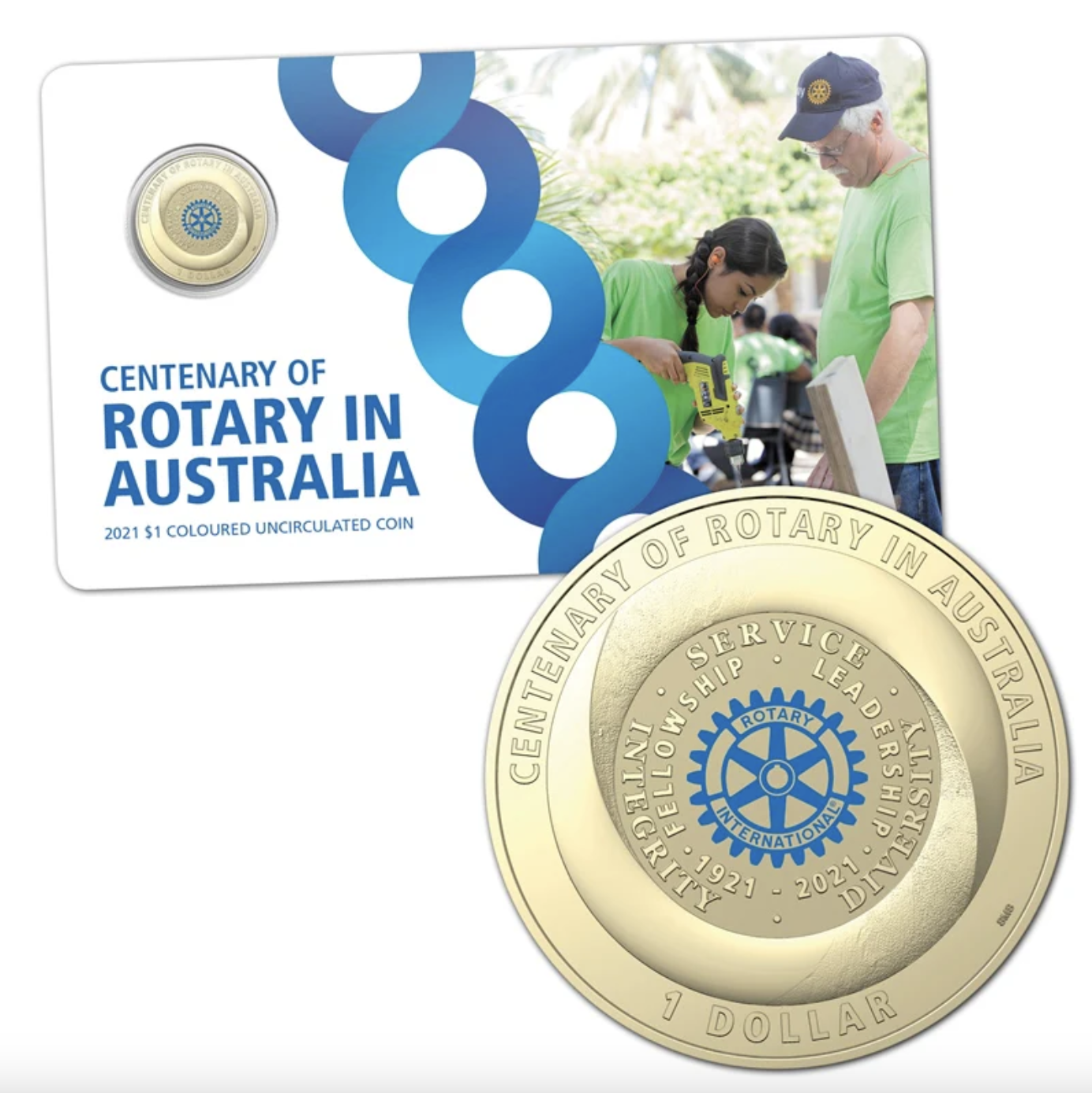 2021 $1 Centenary of Rotary in Australia coloured coin | Southern Cross ...