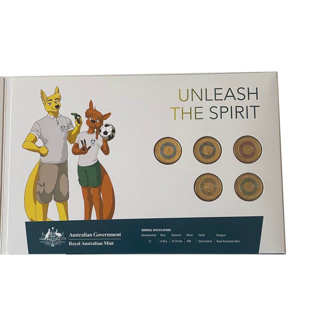 2020 5 x $2 Tokyo Olympic Games ‘Unleash the Spirit’ coloured coin ...