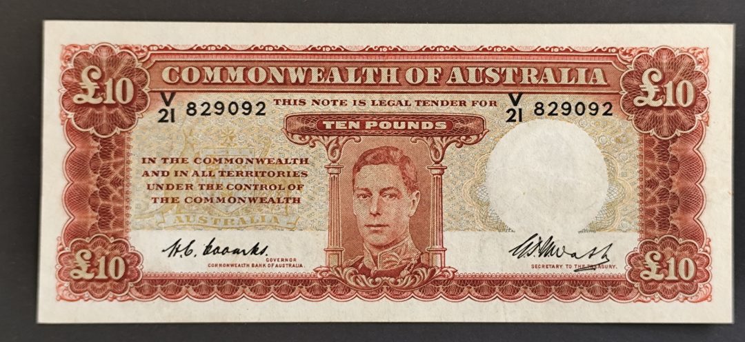 Australia 1949 King GVI Ten Pounds Coombs/Watt EF | Southern Cross Coins